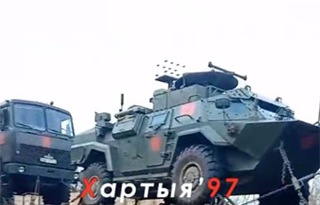 Huge Train Containing Military Vehicles Marked With Red Squares Spotted ...